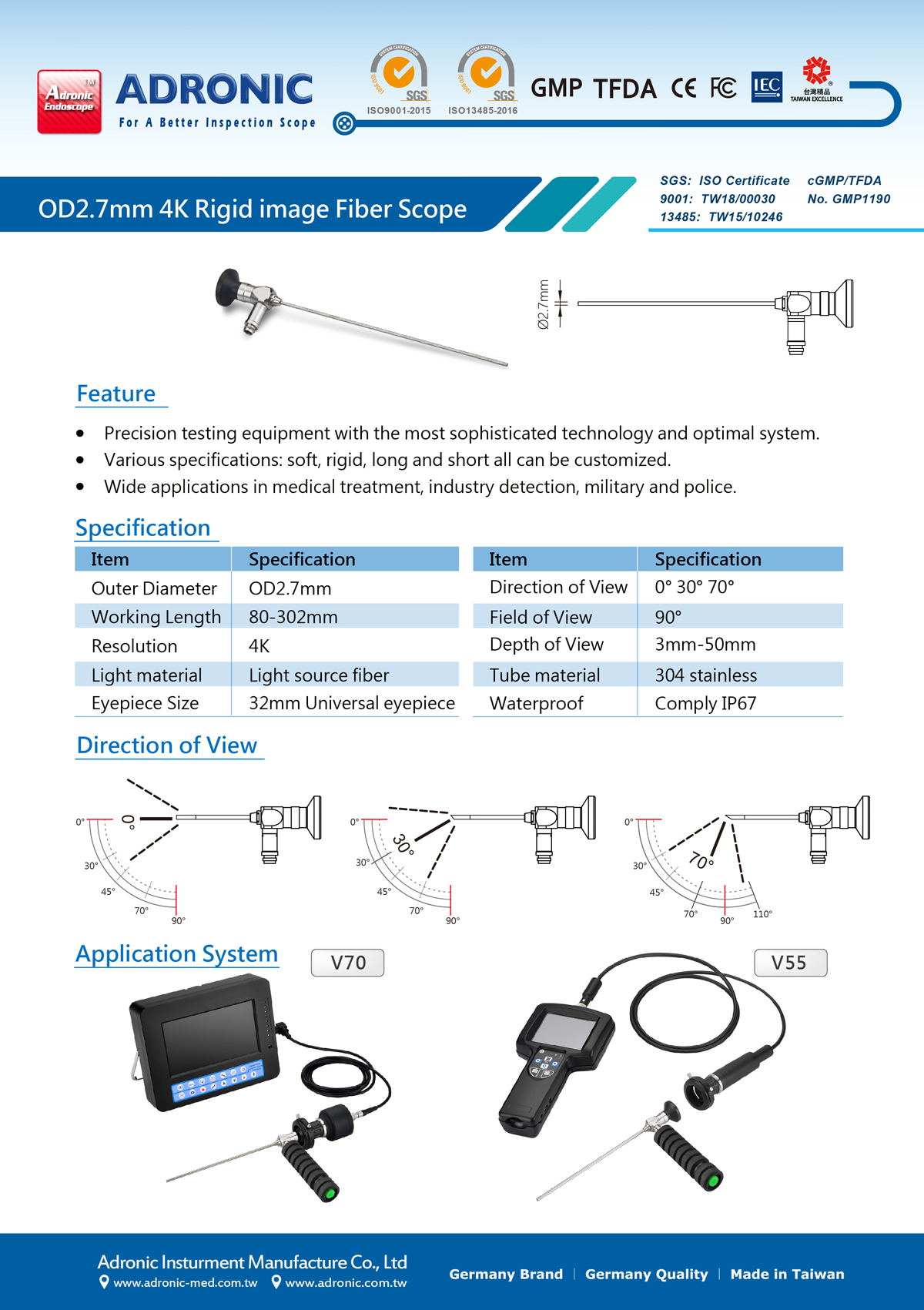 OD2.7mm 4K Rigid image Fiber Scope | Product | Adronic Instrument ...