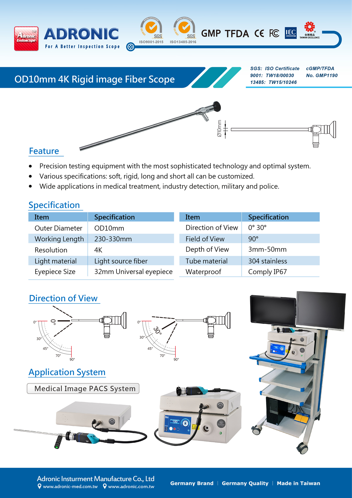 OD10mm 4K Rigid image Fiber Scope | Product | Adronic Instrument ...